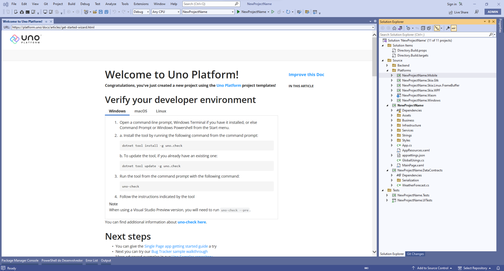 How To Create A New Solution Using Uno Platform's App Template From ...